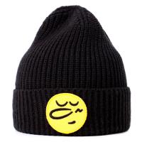China Custom 3D Embroidery Eco Winter Beanie Hat RPET Acrylic Wool Woven Label Patch 50% RPET for sale