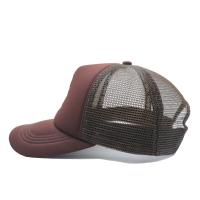 China Custom 5 Panel Foam Puff Embroidered Curved Brim Trucker Hat Hip Hop Mesh 56-60cm for sale