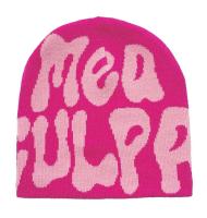 China Custom Jacquard Logo Beanie Hats 100% Cotton Cuffless Winter Beanie 58cm for sale