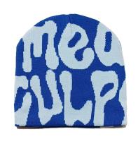 China Custom Jacquard Logo Beanie Hats 100% Cotton Cuffless Winter Beanie 58cm for sale
