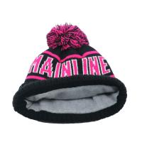 China Custom Acrylic Unisex Pompom Beanie Knit Hat with Fleece Lining 58cm Warm Winter Style for sale