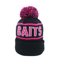 China Custom Acrylic Unisex Pompom Beanie Knit Hat with Fleece Lining 58cm Warm Winter Style for sale