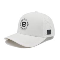 China Velvet Fabric Waterproof Ultrasonic Rubber Patch Logo Beige White Custom Baseball Cap for sale