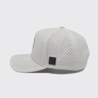 China Velvet Fabric Waterproof Ultrasonic Rubber Patch Logo Beige White Custom Baseball Cap for sale