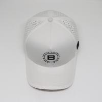 China Velvet Fabric Waterproof Ultrasonic Rubber Patch Logo Beige White Custom Baseball Cap for sale