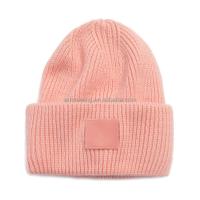 China Thick Knitted Cuffed Skull Cap Winter Hat 100% Acrylic Beanie for sale
