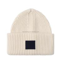 China Thick Knitted Cuffed Skull Cap Winter Hat 100% Acrylic Beanie for sale