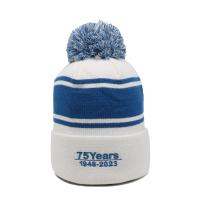 China Custom Logo Thick Fleece Lining Beanie Winter Hat 58cm Unisex Seamed 3D Knitted Embroidered Cap for sale