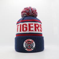 China Custom Thick Knitted Beanies Bobble Hat 58cm Acrylic Winter Hat for Team OEM ODM for sale