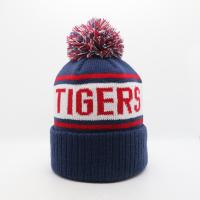China Custom Thick Knitted Beanies Bobble Hat 58cm Acrylic Winter Hat for Team OEM ODM for sale