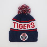 China Custom Thick Knitted Beanies Bobble Hat 58cm Acrylic Winter Hat for Team OEM ODM for sale