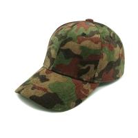 China Custom Embroidered 6 Panel Baseball Cap Pre Curved Brim Camo Corduroy 230gsm for sale