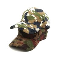 China Custom Embroidered 6 Panel Baseball Cap Pre Curved Brim Camo Corduroy 230gsm for sale