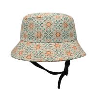 China Custom Printed Recycled Bucket Hat with Chin Strap Adjustable 58cm Unisex Waterproof Surf Hat for sale