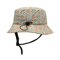 China Custom Printed Recycled Bucket Hat with Chin Strap Adjustable 58cm Unisex Waterproof Surf Hat for sale