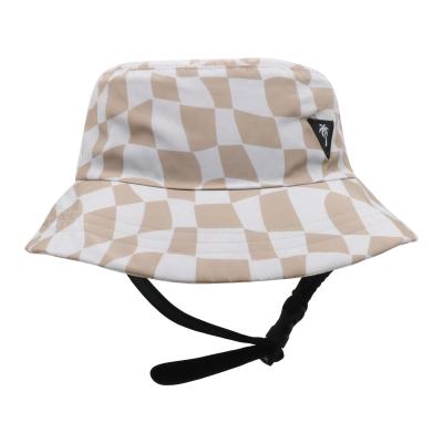 China Custom Recycled Bucket Hat with Embroidery Patch Safety Chin Strap 58cm Waterproof Unisex for sale