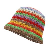China Wholesale Hollow Flower Panama Knitted Crocheted Fisherman Bucket Hat for Women 58cm Acrylic for sale