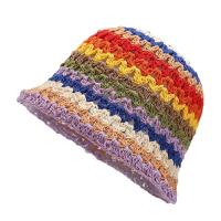 China Wholesale Hollow Flower Panama Knitted Crocheted Fisherman Bucket Hat for Women 58cm Acrylic for sale