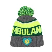 China Custom Acrylic Knit Hats Cuffed Bobble Beanie Cap for Adults with Stripe Design 100 Acrylic for sale