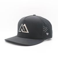 China Curved Brim Waterproof Laser Cut Hole Sports Perforated Hat 5 Panel Baseball Cap for sale