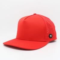 China Laser Cut Hole Perforated Hat Custom Men 5 Panel Rubber Logo Sport Dad Hat Waterproof Hat for sale