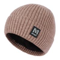 China Recycled RPET Eco Friendly Warm Fleece Cuff Beanie Ribbed Knitted Hat Custom Logo for sale