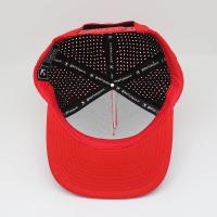China Laser Cut Hole Perforated Hat Custom Men 5 Panel Rubber Logo Sport Dad Hat Waterproof Hat for sale