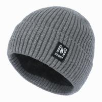 China Recycled RPET Eco Friendly Warm Fleece Cuff Beanie Ribbed Knitted Hat Custom Logo for sale