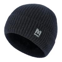 China Recycled RPET Eco Friendly Warm Fleece Cuff Beanie Ribbed Knitted Hat Custom Logo for sale
