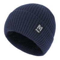 China Recycled RPET Eco Friendly Warm Fleece Cuff Beanie Ribbed Knitted Hat Custom Logo for sale