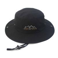 China Custom Nylon Dry-Fit Fisherman Bucket Hat Wide Brim Embroidered Logo 58cm for sale