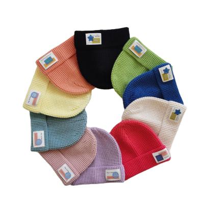 China Eco Friendly Acrylic Cashmere Wool Waffle Beanie Winter Hat with Custom Knitted Patch RPET Label for sale