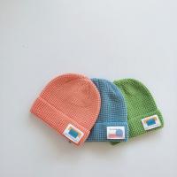 China Eco Friendly Acrylic Cashmere Wool Waffle Beanie Winter Hat with Custom Knitted Patch RPET Label for sale