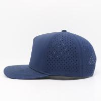 China Custom Laser Cut Hole Perforated 5 Panel Navy Golf Hat Breathable Waterproof Outdoor Sports Caps 58cm for sale