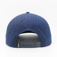 China Custom Laser Cut Hole Perforated 5 Panel Navy Golf Hat Breathable Waterproof Outdoor Sports Caps 58cm for sale