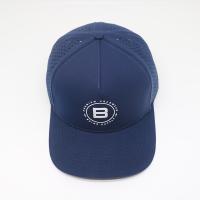 China Custom Laser Cut Hole Perforated 5 Panel Navy Golf Hat Breathable Waterproof Outdoor Sports Caps 58cm for sale