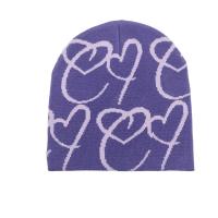 China Custom Reversible Jacquard Cuffless Slouchy Beanie Hat 100% Acrylic Winter Knit for sale