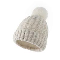 China Custom Kids Girls Winter Knitted Beanie Hat with Pom Pom Slouchy Design RPET Acrylic Wool for sale