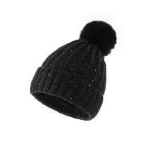 China Custom Kids Girls Winter Knitted Beanie Hat with Pom Pom Slouchy Design RPET Acrylic Wool for sale