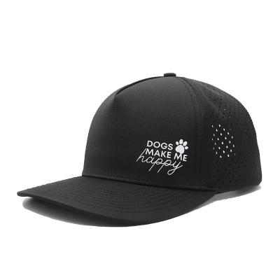 China Snapback Performance Hat Breathable Black Baseball Caps Japan Silk Screen Printing for sale