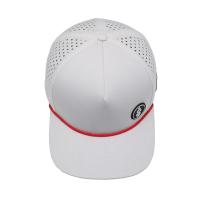 China Adults Laser Cut Perforated Sport Cap Rubber Patch Curved Brim 96% Polyester for sale