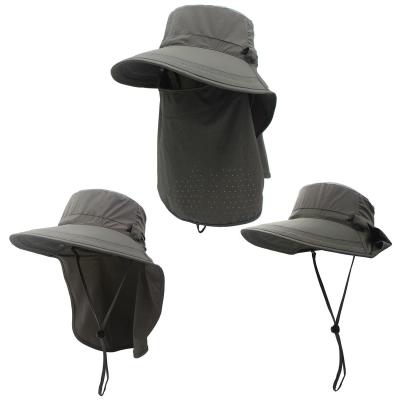 China Quick Dry Fishing Hat with Face Neck Flap Sun Protection Baseball Cap 58cm Adult for sale