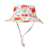 China Unisex Toddler Summer Hat UPF 50 Wide Brim Sun Bucket Hat with Chin Strap 54cm for sale