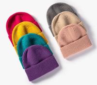 China Wholesale Eco Friendly RPET Recycled Polyester Ribbed Cuffed Beanie Hats Custom Logo for sale