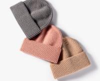 China Wholesale Eco Friendly RPET Recycled Polyester Ribbed Cuffed Beanie Hats Custom Logo for sale