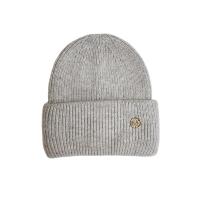 China Custom Women's Winter Beanie with Metal Logo Cotton Cashmere Wool Knitted Hat 100% Acrylic for sale