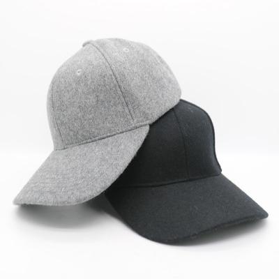 China Plain Black Wool Felt Baseball Cap for Adults 56-60cm Custom Size Party Style for sale