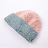 China 50% RPET 50% Acrylic Designer Logo Solid Cuff Knitted Beanie Cap For Winter Warmth for sale
