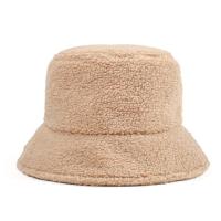 China Women's Vintage Cloche Lambs Wool Bucket Hat 58cm Custom Size Winter Fisherman Cap for sale