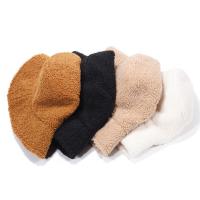China Women's Vintage Cloche Lambs Wool Bucket Hat 58cm Custom Size Winter Fisherman Cap for sale